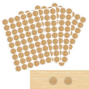 waziaqoc 216pcs self-adhesive screw hole stickers (maple), 4-table sheets screw covers caps pvc dustproof round stickers for wooden furniture - 21mm/0.83inch