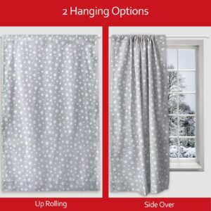 Kids Curtains for Bedroom 42W x 63H Inch 2 Panels, Thermal Insulated Curtains Noise Reducing Window Curtain, Star Print Room Curtains for Living Room, Grey Star