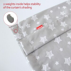 Kids Curtains for Bedroom 42W x 63H Inch 2 Panels, Thermal Insulated Curtains Noise Reducing Window Curtain, Star Print Room Curtains for Living Room, Grey Star