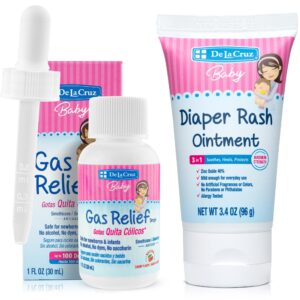 de la cruz - gas drops for babies and baby diaper rash cream with zinc oxide bundle