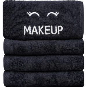 White Classic Bleach Safe Black Makeup Washcloths for Face Cleansing, 6 Pack - Super Soft Luxury Cotton Black Makeup Towels, Highly Absorbent and Quick Dry, All Makeup Remover Cloth | 13 x 13