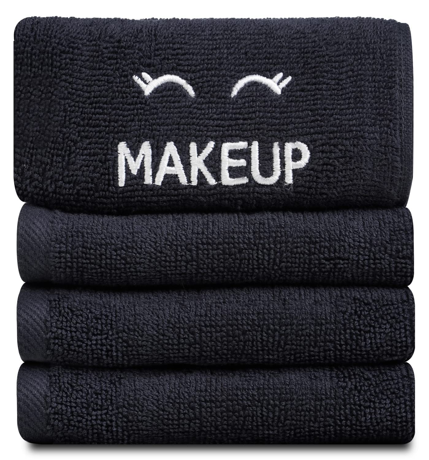 White Classic Bleach Safe Black Makeup Washcloths for Face Cleansing, 6 Pack - Super Soft Luxury Cotton Black Makeup Towels, Highly Absorbent and Quick Dry, All Makeup Remover Cloth | 13 x 13