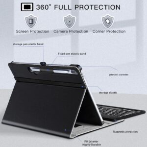 ZtotopCases Keyboard Case for Samsung Galaxy Tab S8 Plus/S7 FE/S7 Plus 12.4 Inch with S Pen Holder & Detachable Wireless Bluetooth Keyboard,PU Leather Cover for Galaxy Tab S8 Plus/ S7 FE Tablet,Black