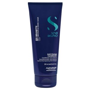 alfaparf milano semi di lino anti orange blue conditioner brown, chestnut & dark hair - color safe conditioner for damaged hair - sulfate & paraffin free (6.76 oz / 200 ml)