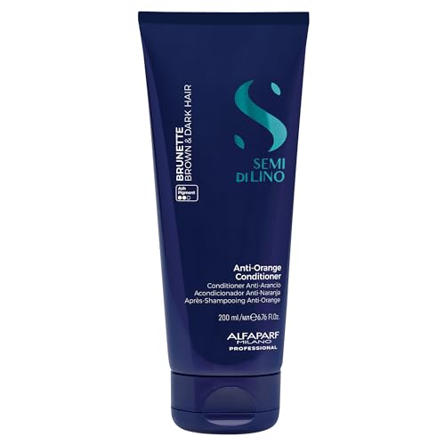 Alfaparf Milano Semi Di Lino Anti Orange Blue Conditioner Brown, Chestnut & Dark Hair - Color Safe Conditioner for Damaged Hair - Sulfate & Paraffin Free (6.76 oz / 200 ml)