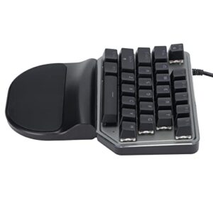 One Handed Gaming Keyboard, 27 Keys Portable Mini Gaming Keypad with Ergonomic Wrist Rest Plug and Play Red Axis Mechanical Gaming Keyboard for PUBG Gamer