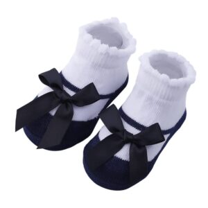 Toptim Newborn Baby-girls Socks and Bow Infant Toddler Ankle Socks (0-6 Months, 10 Pack)