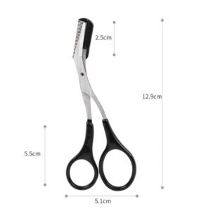 2 PCS Black Eyebrow Trimmer Scissor with Comb Eyelash Shaping Cut Comb Scissors Brow Lash Hair Cutter Shaper Beauty Tool for Men and Women