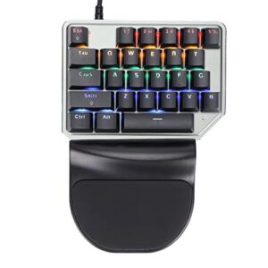 one handed gaming keyboard, 27 keys portable mini gaming keypad with ergonomic wrist rest plug and play red axis mechanical gaming keyboard for pubg gamer