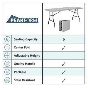 Peakform Centerfold 6-Foot Folding Table, Gray