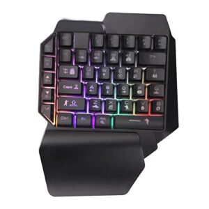 Gaming Keyboard Mouse Converter, One Handed Gaming Set with Automatic Pressure Gun Mechanical Gaming Keyboard for PUBG Gamer, Fast Charging(Black)