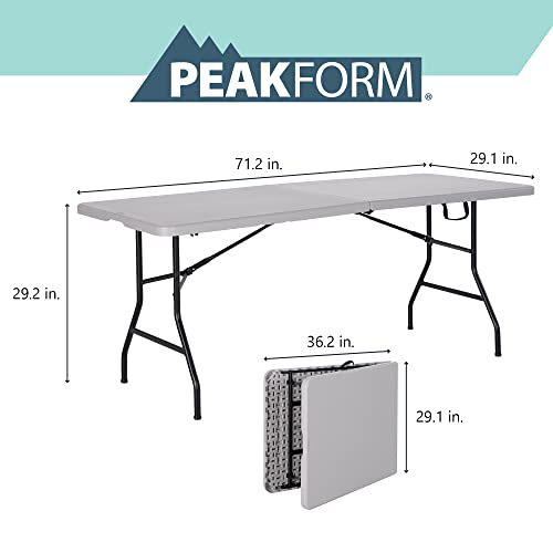 Peakform Centerfold 6-Foot Folding Table, Gray