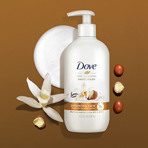 Dove Pampering Care Shea Butter and Warm Vanilla Hand Wash For Clean and Softer Hands Cleanser That Washes Away Dirt 13.5 oz 4 Count