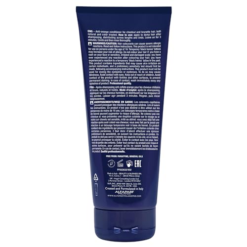 Alfaparf Milano Semi Di Lino Anti Orange Blue Conditioner Brown, Chestnut & Dark Hair - Color Safe Conditioner for Damaged Hair - Sulfate & Paraffin Free (6.76 oz / 200 ml)