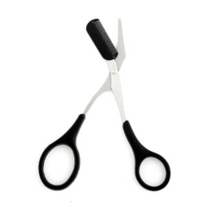 2 PCS Black Eyebrow Trimmer Scissor with Comb Eyelash Shaping Cut Comb Scissors Brow Lash Hair Cutter Shaper Beauty Tool for Men and Women