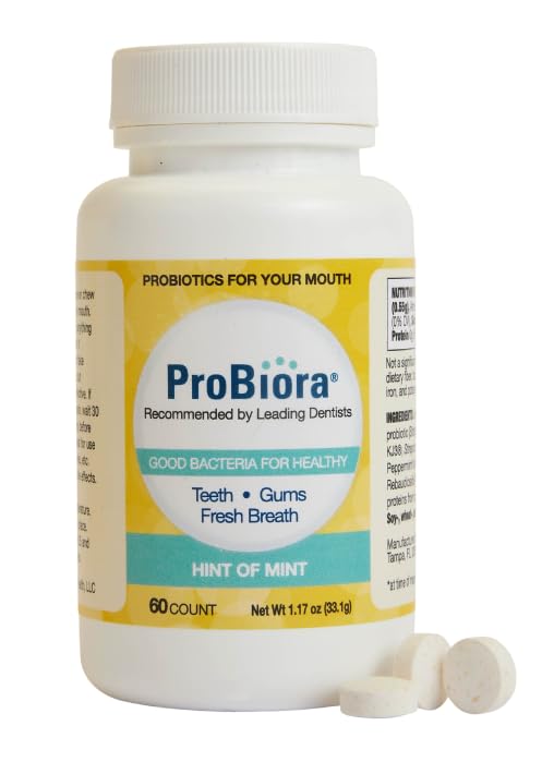 ProBiora Oral-Care Chewable Probiotic Tablets | Probiotic Supplement for Women & Men | Healthier Teeth & Gums | Fresher Breath | Whiter Teeth | 60 Count | Mint