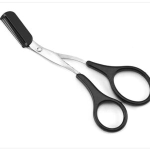 2 PCS Black Eyebrow Trimmer Scissor with Comb Eyelash Shaping Cut Comb Scissors Brow Lash Hair Cutter Shaper Beauty Tool for Men and Women