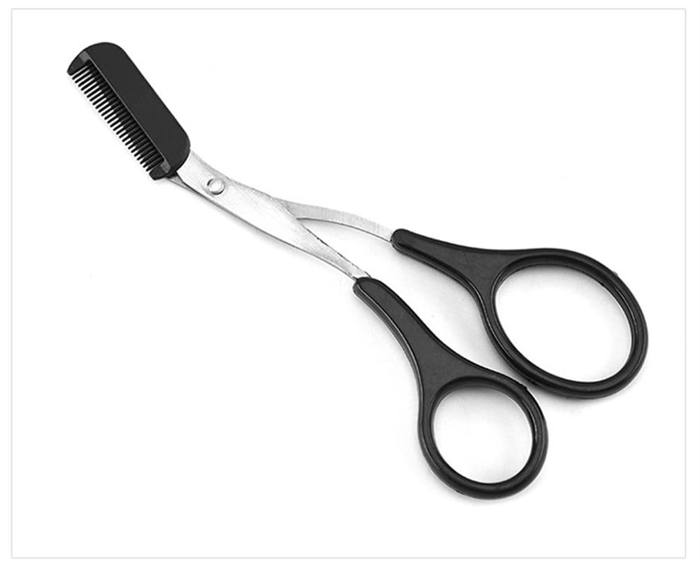 2 PCS Black Eyebrow Trimmer Scissor with Comb Eyelash Shaping Cut Comb Scissors Brow Lash Hair Cutter Shaper Beauty Tool for Men and Women