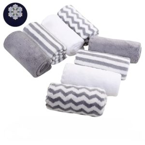 16 Pack Super Soft Baby Burp Cloths, Baby Washcloths, Ultra Absorbent Large Newborn Burping Cloth for Boy and Girl, Milk Spit Up Rags, Unisex for Baby Sensitive Skin, Grey and White, 16 x 12 Inch