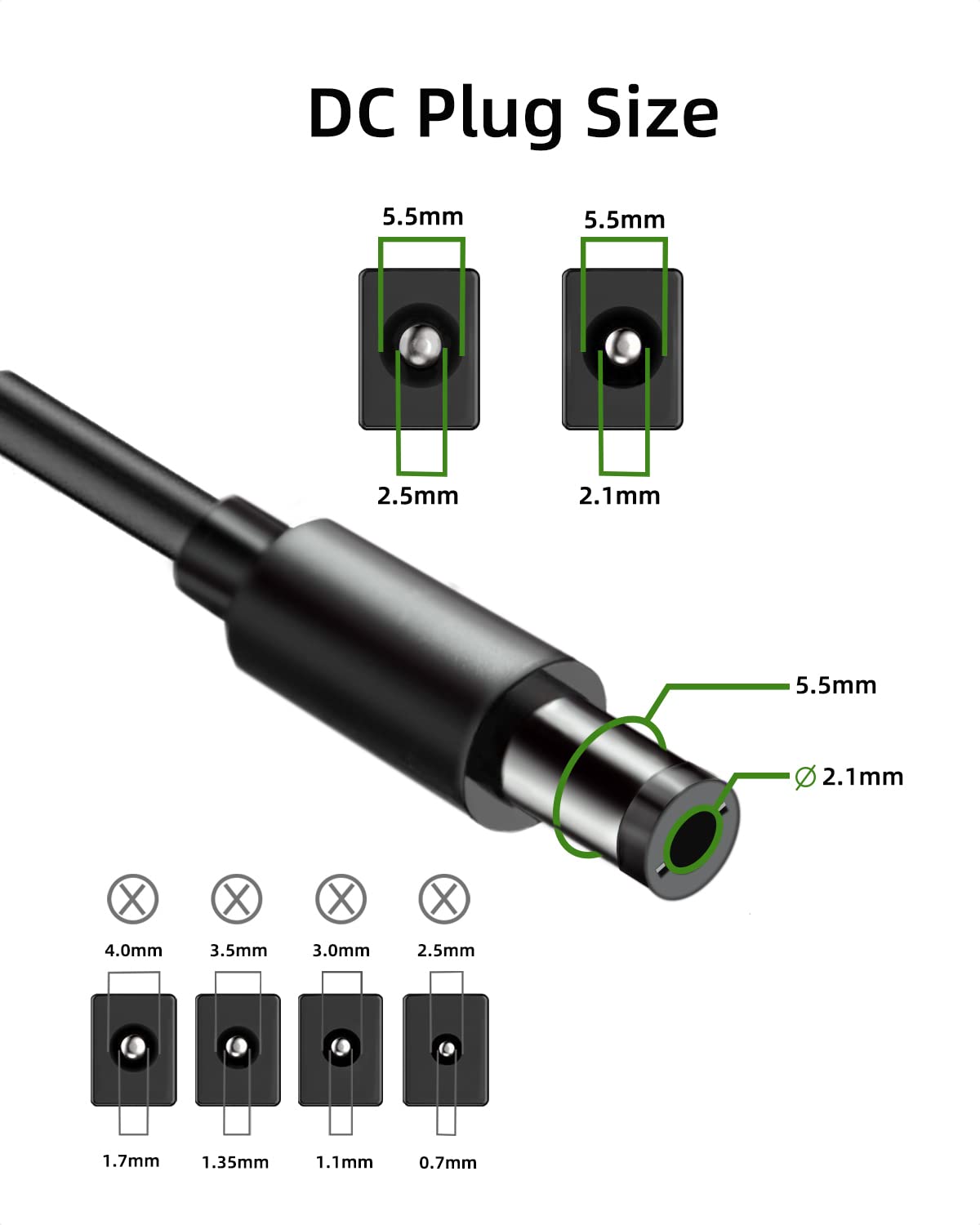 6V 2A [6 Volts 2 Amps] Adapter Power Supply AC to DC Plug 5.5 x 2.1mm & 2.5mm for 6volt 100mA 300mA 500mA 600mA 800mA 900mA 1000mA 1500mA 2000mA Equipment, Extra Long 3.3ft Cord