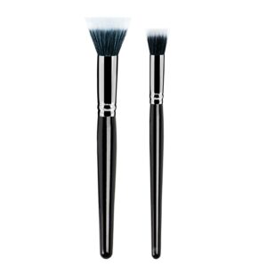 makeup brushes dpolla new expert pro foundation makeup brush 2pcs duo fiber stippling brush perfect for foundation,powder,highlight,cream,blush,mineral makeup (black)