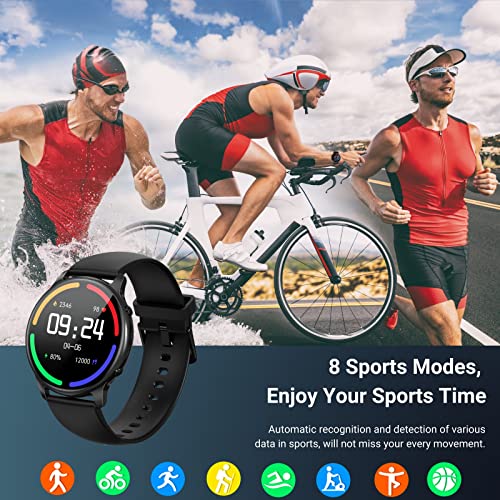 Holiday Smart Watches Women Men (Answer/Make Calls), 1.7” Fitness Tracker Watch with Heart Rate/Sleep Monitor/Pedometer, IP68 Waterproof Watch for Android iOS Phones (us-36black)