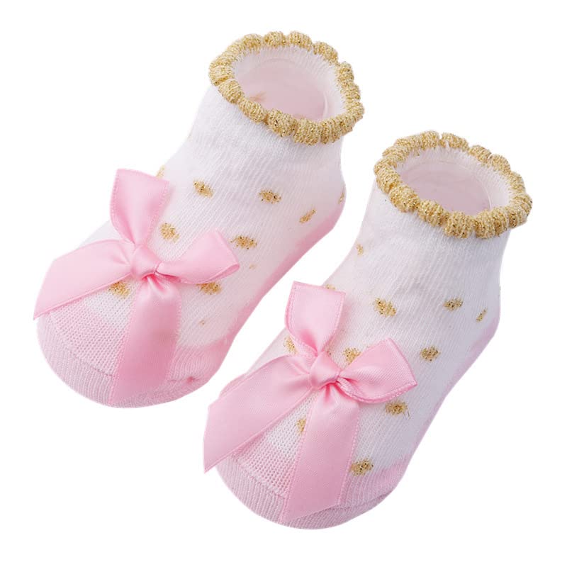 Toptim Newborn Baby-girls Socks and Bow Infant Toddler Ankle Socks (0-6 Months, 10 Pack)