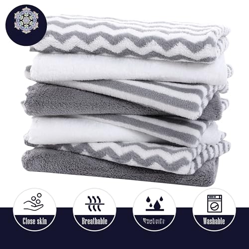 16 Pack Super Soft Baby Burp Cloths, Baby Washcloths, Ultra Absorbent Large Newborn Burping Cloth for Boy and Girl, Milk Spit Up Rags, Unisex for Baby Sensitive Skin, Grey and White, 16 x 12 Inch