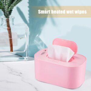 oAutoSjy Baby Wipe Warmer USB Wet Wipes Dispenser Adjustable Precise Temperature Control Portable Wet Wipe Warmer Evenly and Quickly Overall Heating Large Capacity Diaper Holder Wet Tissue Box Pink