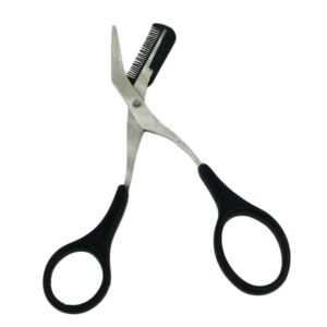 2 PCS Black Eyebrow Trimmer Scissor with Comb Eyelash Shaping Cut Comb Scissors Brow Lash Hair Cutter Shaper Beauty Tool for Men and Women