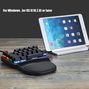 One Handed Gaming Keyboard, 27 Keys Portable Mini Gaming Keypad with Ergonomic Wrist Rest Plug and Play Red Axis Mechanical Gaming Keyboard for PUBG Gamer