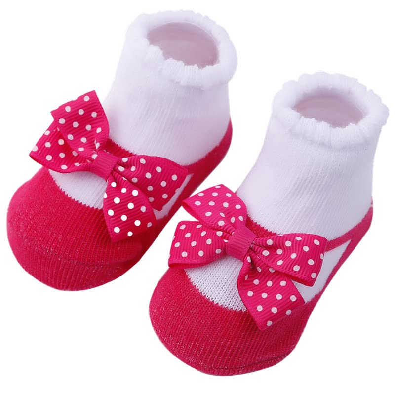 Toptim Newborn Baby-girls Socks and Bow Infant Toddler Ankle Socks (0-6 Months, 10 Pack)