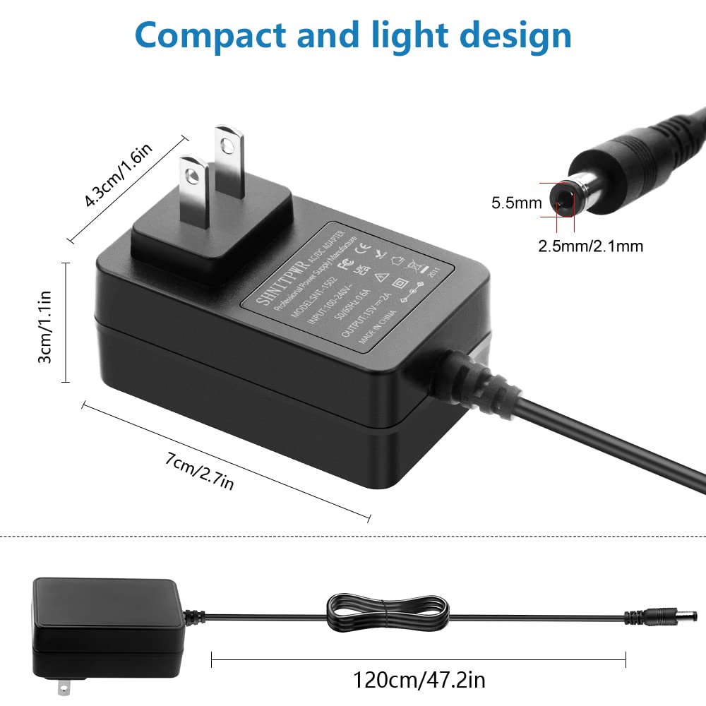 SHNITPWR 15V DC Power Supply 15V 2A 30W AC Adapter 15 Volt DC Power Cord AC 100~240V to DC 15Volt 2amp Power Adapter Charger with 10 Tips 5.5x2.5mm 5.5x2.1mm 5.5x3.0mm 3.5x1.35mm 4.8x1.7mm