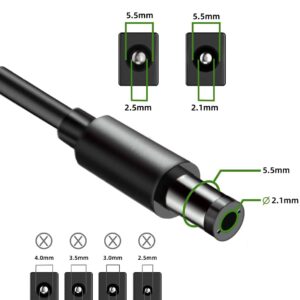 6V 0.5A 500mA [6 Volts 0.5 Amps] Adapter Power Supply 100V~240V AC to DC Plug 5.5 x 2.1mm & 2.5mm, 3.3ft Cord