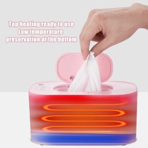 oAutoSjy Baby Wipe Warmer USB Wet Wipes Dispenser Adjustable Precise Temperature Control Portable Wet Wipe Warmer Evenly and Quickly Overall Heating Large Capacity Diaper Holder Wet Tissue Box Pink