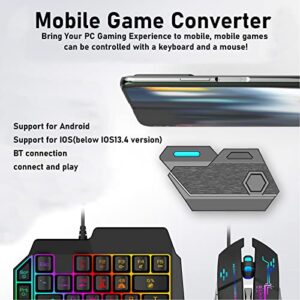 Gaming Keyboard Mouse Converter, One Handed Gaming Set with Automatic Pressure Gun Mechanical Gaming Keyboard for PUBG Gamer, Fast Charging(Black)