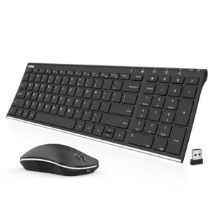 arteck 2.4g wireless keyboard and mouse combo hw193mw162 stainless ultra slim full size keyboard and ergonomic mouse for computer desktop pc laptop and windows 11/10/8/7 build in rechargeable battery