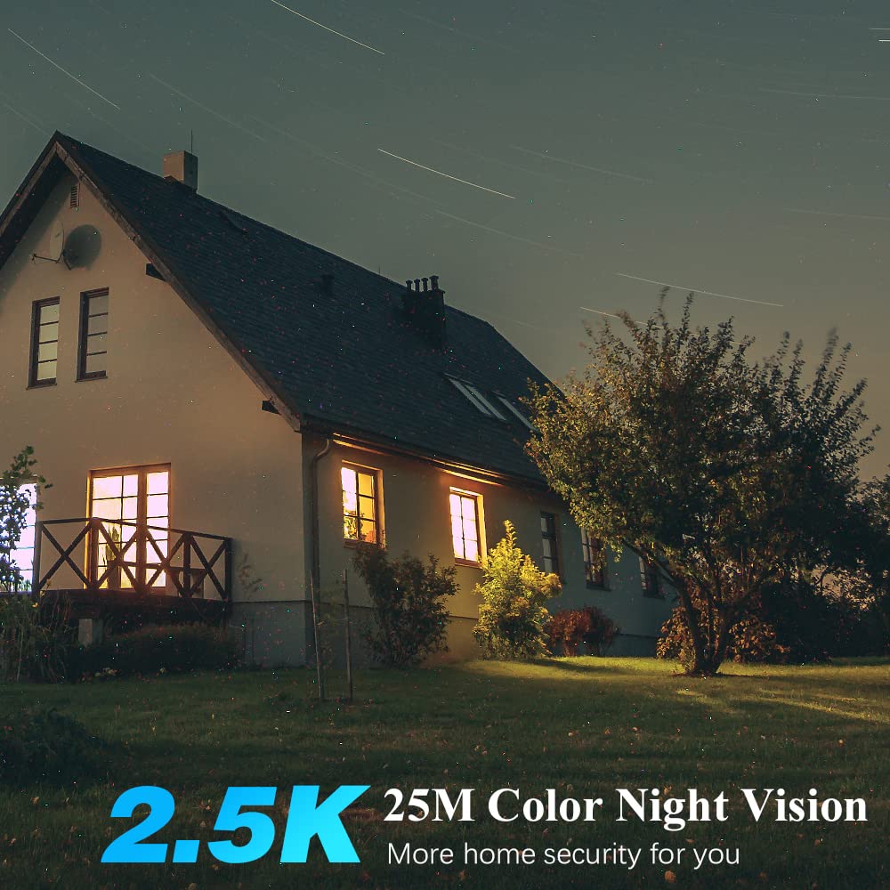 Ctronics 2.5K 4MP Security Camera Wireless Outdoor, WiFi Solar Security Camera Battery Powered, 360° PTZ, Color Night Vision 2560 * 1440P, PIR Human Detection, 2-Way Audio, IP66