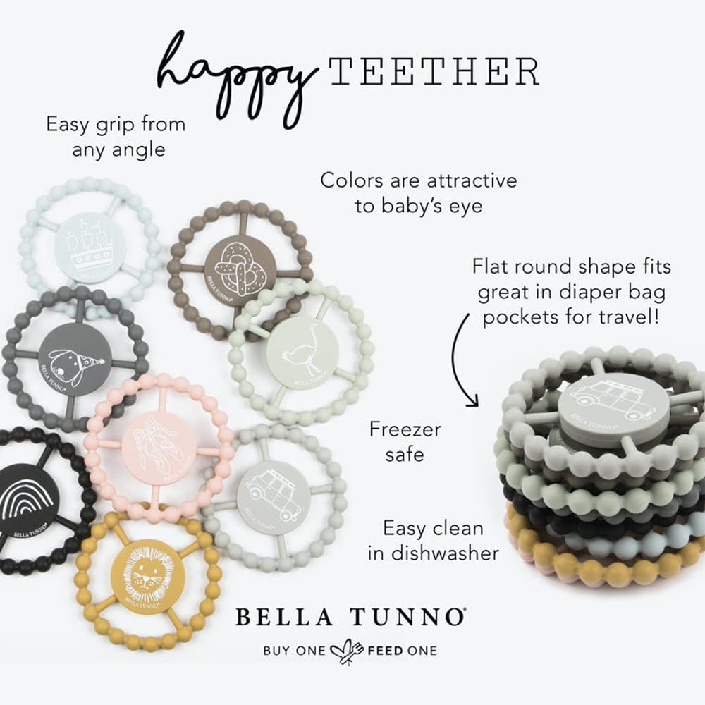 Bella Tunno Happy Teether for Girls– Soft & Easy Grip Baby Girl Teether Toy, Silicone Teether Ring to Help Soothe Gums, Non-Toxic and BPA Free, Little Sis