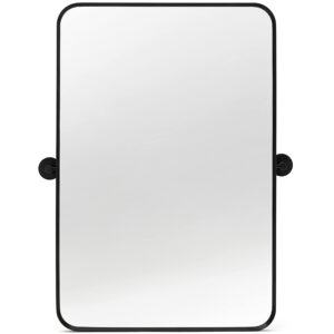 minuover 20" x 30'' pivot rectangle bathroom mirror tilting beveled black metal framed vanity mirrors for wall (20" x 30", matte black)