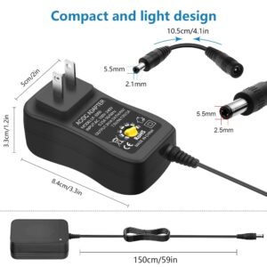 SHNITPWR 3V~12V Universal Power Supply 12W 1A AC/DC Adjustable Power Adapter Transformer 100V~240V AC to DC 3V 4.5V 5V 6V 7.5V 9V 12V 1A 12W Max Switch Converter with 14 Tips and Polarity Converter