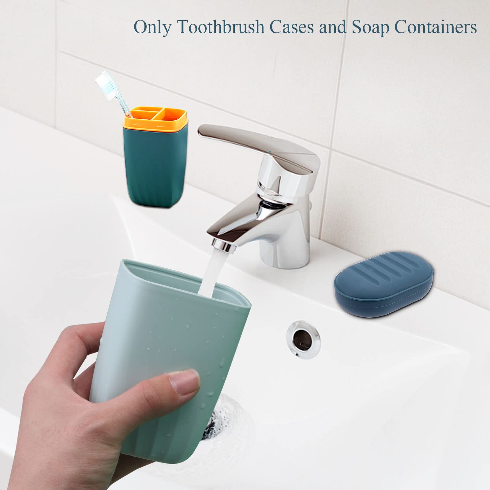 Fawcotu 2pcs Toothbrush Cup Cases,Leakproof Toothbrush Holder Portable Toothpaste Storage Container with 2pcs Soap Cases for Travel(As Show)