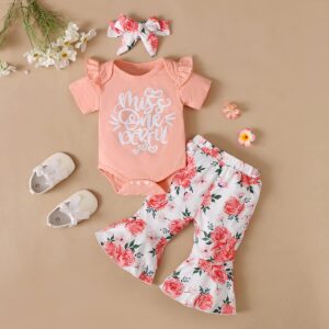 Baby Girl Miss Onederful 1st Birthday Outfit Infant First Birthday Outfit (Pink,6-12 Months)