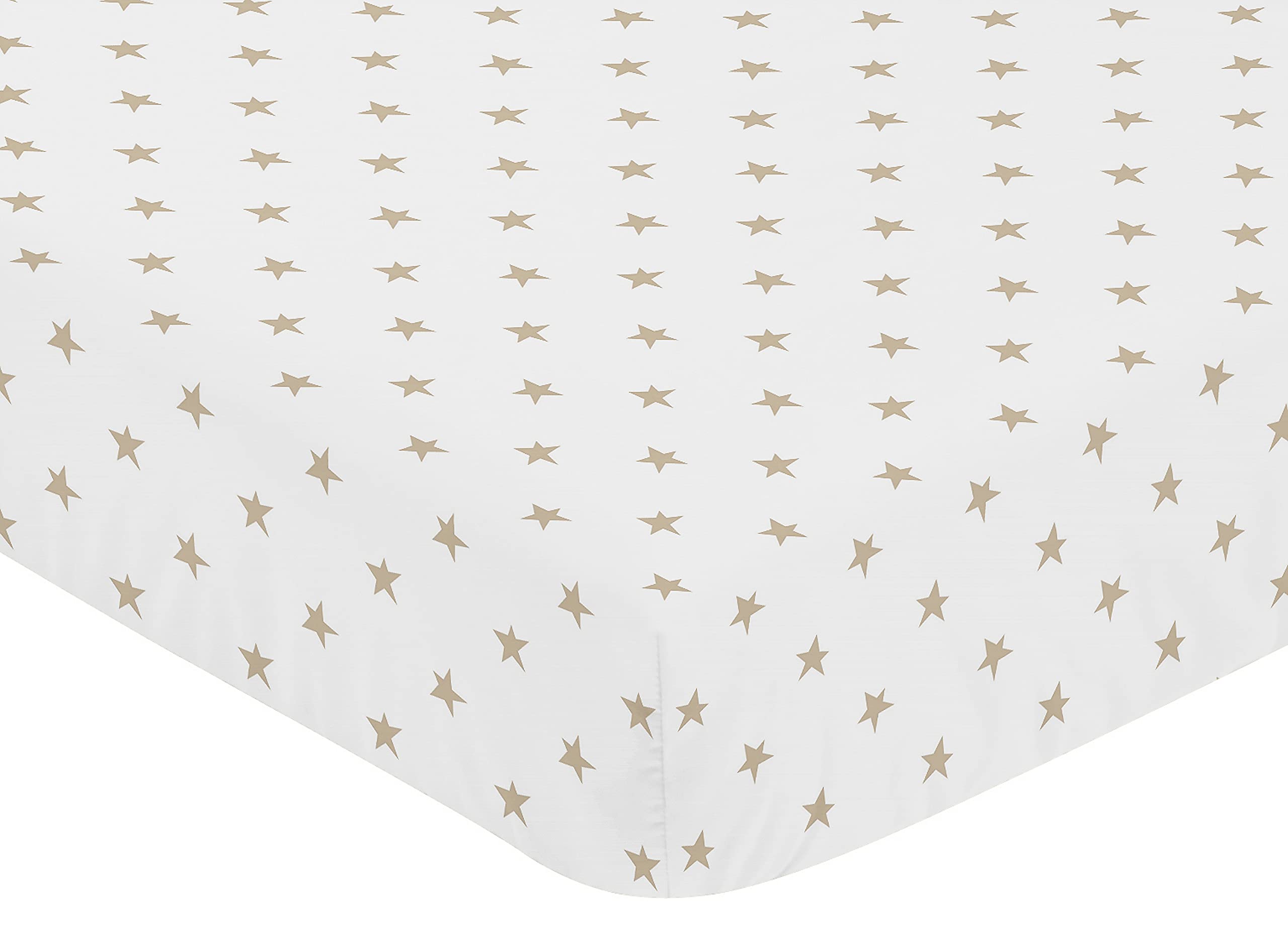 Sweet Jojo Designs Stars Boy or Girl Fitted Crib Sheet Baby or Toddler Bed Nursery - White and Gold Star for Celestial Sky Gender Neutral Unisex Collection