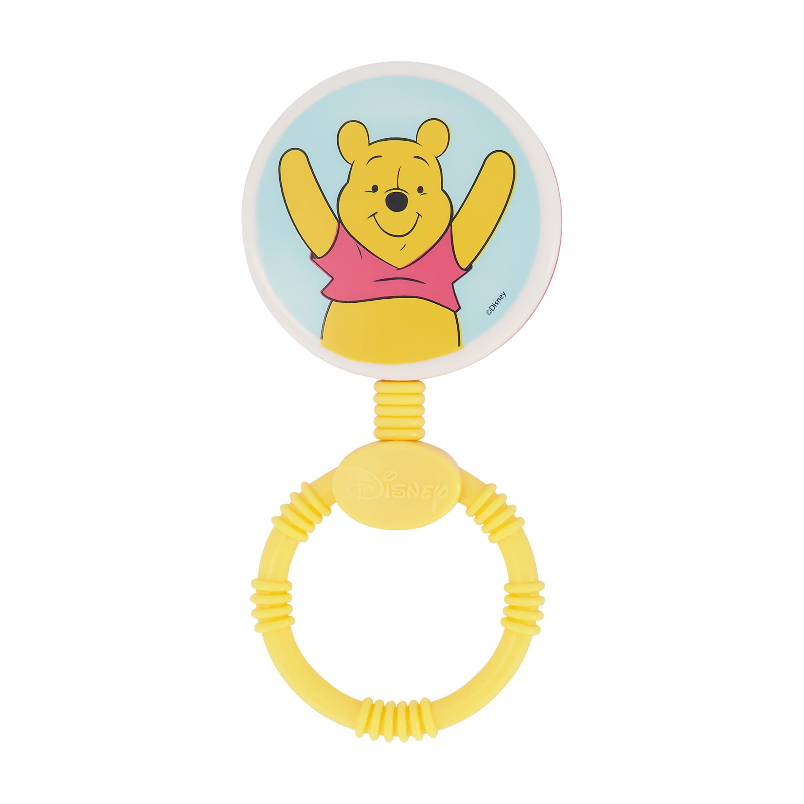 2 Pack Disney Winnie The Pooh Character Shape Rattle and Keyring Teether, Premium Toddler Birthday Toys, Infant Teething Toys, Great for Newborn Shower Gifts