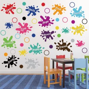 supzone colorful paint wall decal inspirational quotes wall stickers ink splatter splotches wall decal watercolor paint splash wall art sticker for kids classroom nursery playroom bedroom school