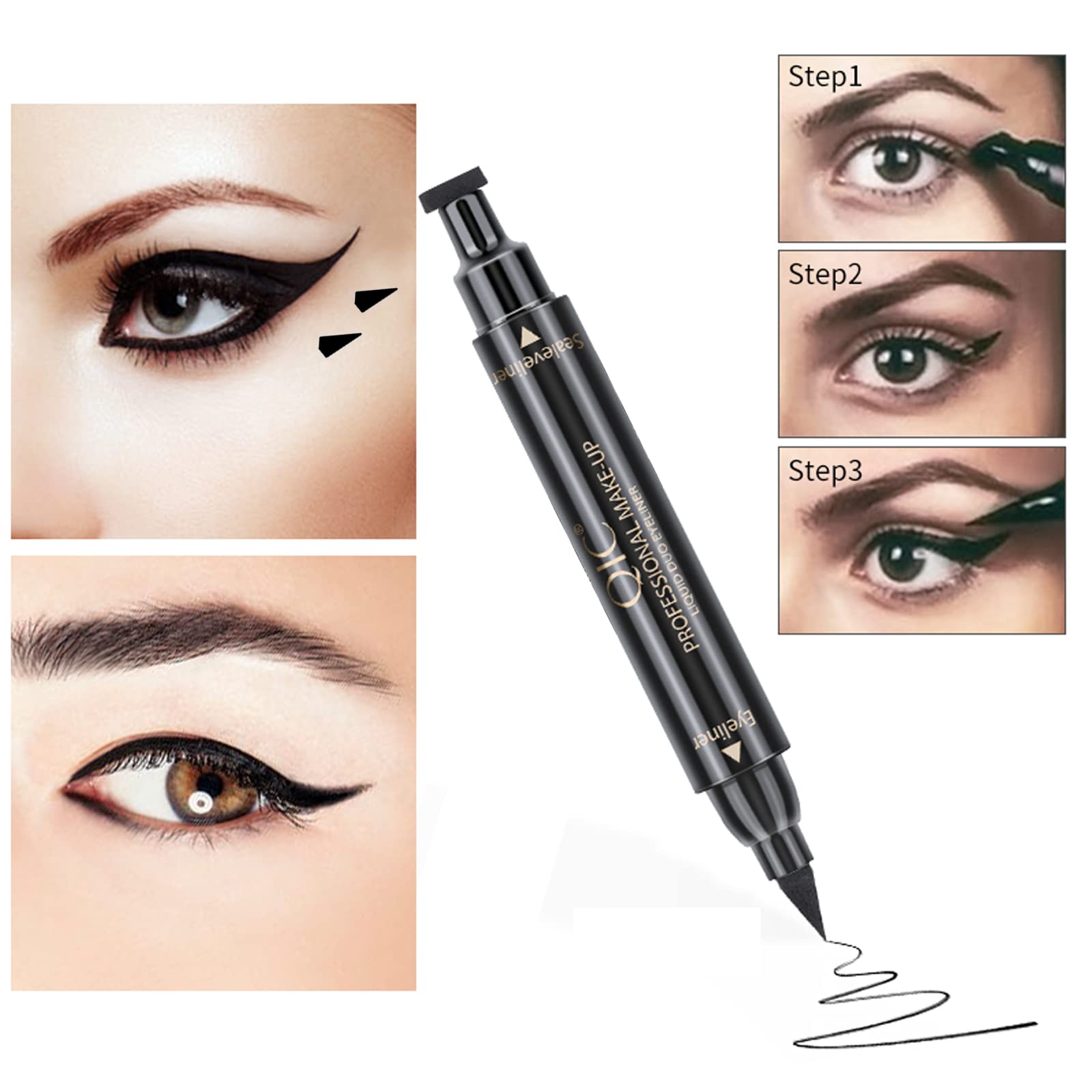 DekRion Winged Eyeliner Stamp, Eyeliner Liquid Liner, Black Eyeliner Waterproof Eyeliner Long-lasting Liquid Eyeliner & Smudgeproof Makeup Eyeliner