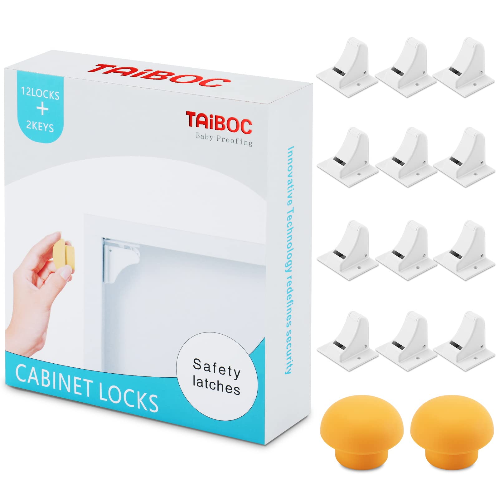 Baby Proofing Magnetic Cabinet Locks - 12 Pack Magnetic Child Locks for Cabinets and Drawers Adhesive Pre Taped Child Proof Cupboard Baby Locks Latches No Tools Needed Easy Installation