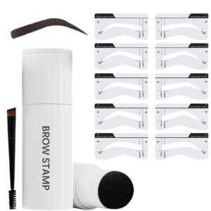 eyebrow stamp stencil kit- eyebrow stamp pomade waterproof with 2 pairs thin stencils 3 pairs thick stencils (dark brown)