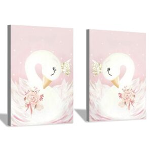 bfgsrtcbox white swan decor art gold crown wall art pink swan princess posters canvas painting baby girls room wall prints